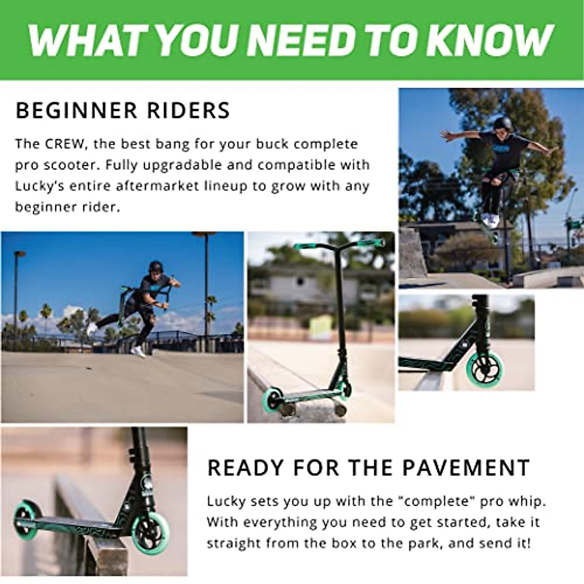 Lucky Crew Complete Pro Scooter - Trick Scooter for Beginner to Intermediate Riders, Ultra
