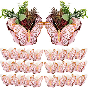 Tenceur 24 Pcs Butterfly Centerpieces for Baby Shower Bridal Shower Centerpieces Butterfly Table Decorations for Wedding Birthday Butterfly Themed Party Decor, Pink and Purple (Pink)