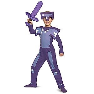 Disguise Minecraft Costume, Enchanted Diamond Armor Outfit for Kids, Minecraft Costume Halloween, Large (10-12)