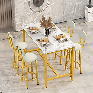 AWQM Dining Table, White & Gold