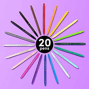 PAPERAGE Gel Pen With Retractable Extra Fine Point (0.5mm), 20 Colored Pen Set for Bullet Style Journals, Notebooks, Planners, Calendars, Notes & Drawing, Use at Home, Office, School, Crafts