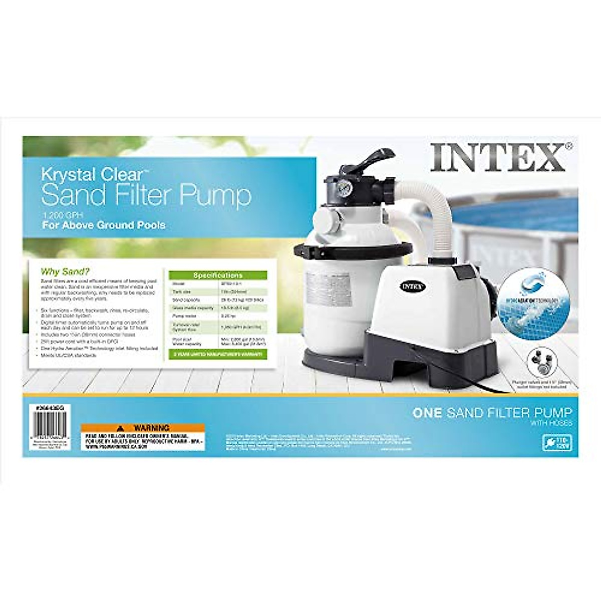 Intex Krystal Clear Sand Filter Pump for Above Ground Pools, 10-inch, 110-120V with GFCI & HydroTools by Swimline Floating Mini Tablet Spa Chemical Dispenser