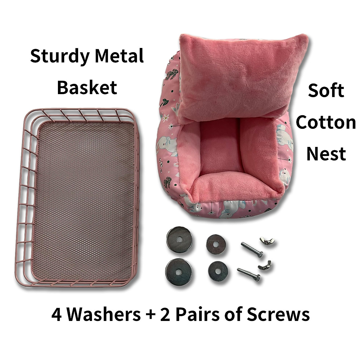 2 Pack Guinea Pig Rat Hammock Metal Year-Round Use，Small Animal Hanging Hammock for Cage Chew Proof，Mini Pet Covered Nest Hammock and Metal Basket for Rat, Mouse, Chinchilla, Ferret