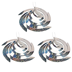 Hausse Bird Repellent Spiral Reflectors Silver Mylar Spinner, Hanging Reflective Bird Deterrent Device, Garden Decorative Scare Birds Away, Like Woodpeckers, Pigeons and Geese, 3 Pack