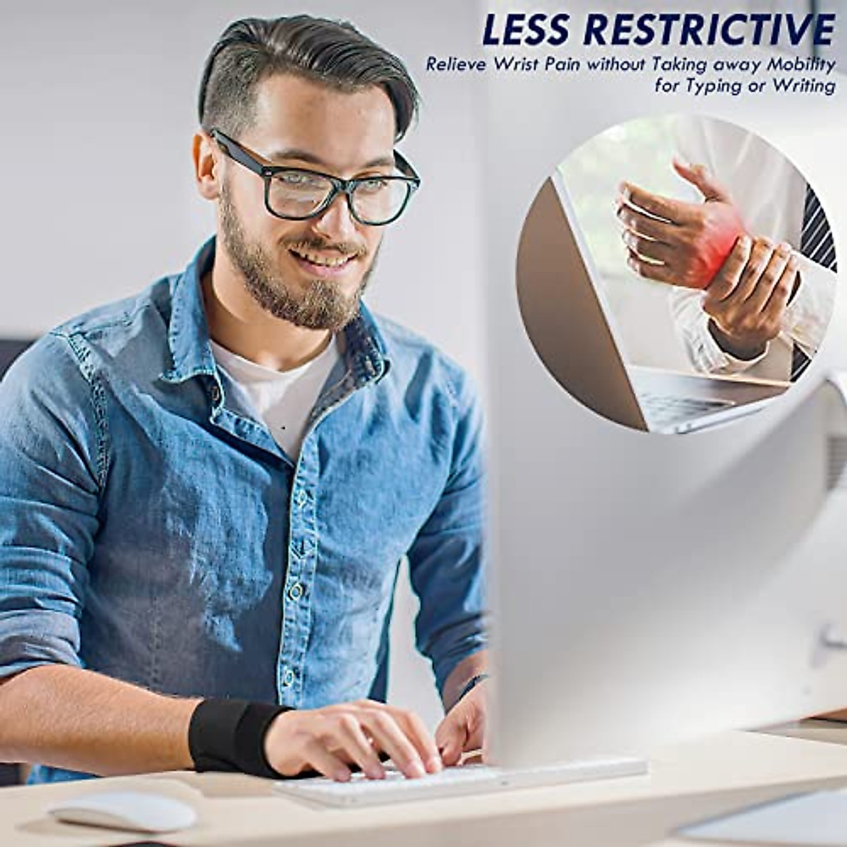 YOGINGO 2 Pack Wrist Brace for Right&Left Hand - Wrist Wraps for Men&Women - Adjustable Wrist Band for Sports Protecting/Tendonitis Pain Relief/Injury Recovery/Daily Work,Carpal Tunnel Wrist Brace