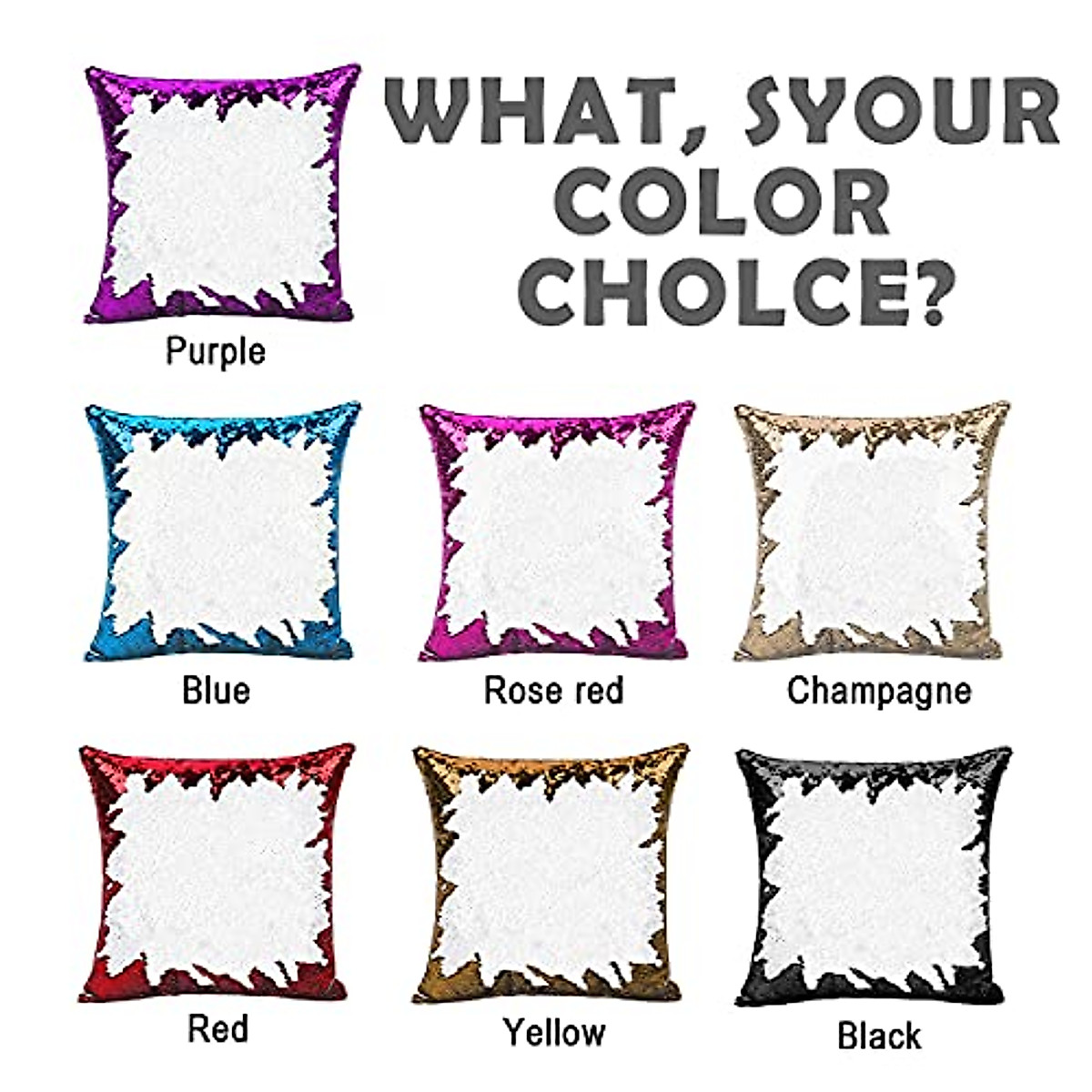 Custom Sequin Pillow Personalized Multiple Picture Mermaid Sequin Pillow Gift for Her Gift for Mom Customized Pillow Magic Sequin Pillow Personalized Gifts (Champagne/White, with Insert,15.7"x15.7")