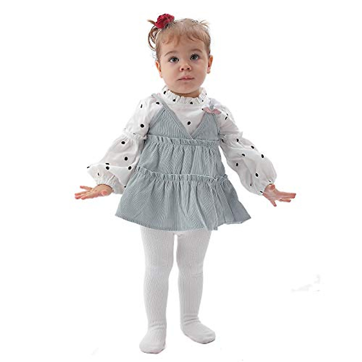 EPEIUS 3 Pairs Pack Newborn Girls Tights Baby Girls Boys Seamless Cable Knit Leggings Solid Cotton Tights Footed Pants for 0-3 Months,White