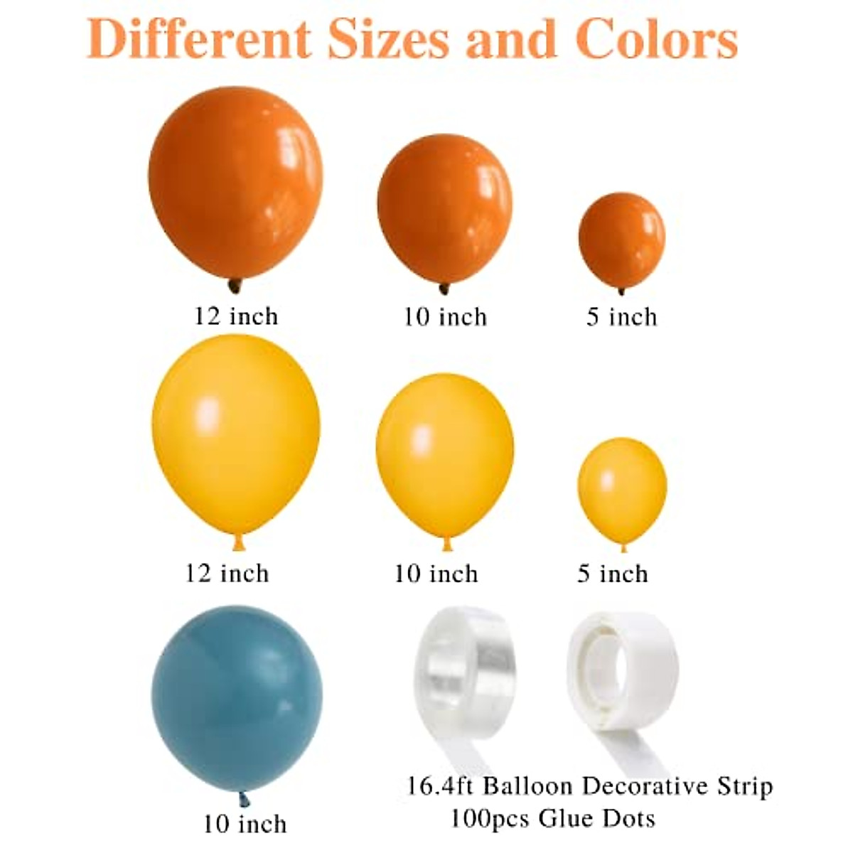 Beaumode Boho Fall Balloon Garland Arch Kit Slate Blue Orange Balloons for Baby Shower Bridal Shower Birthday Wedding Thanksgiving Party Decorations (Dusty Blue Orange Mustard)