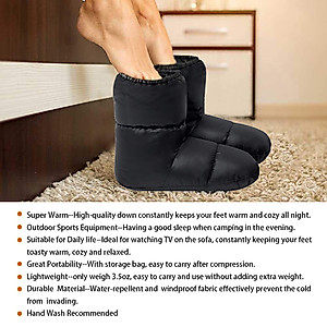 Tapasimme Down Booties Men Women Backpacking Down Slippers (Black, Large)