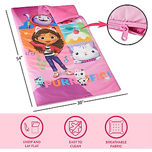 Gabbys Dollhouse 2 Piece Sleeping Slumber Bag and Squishy Pillow,54"x30",Ages 3+
