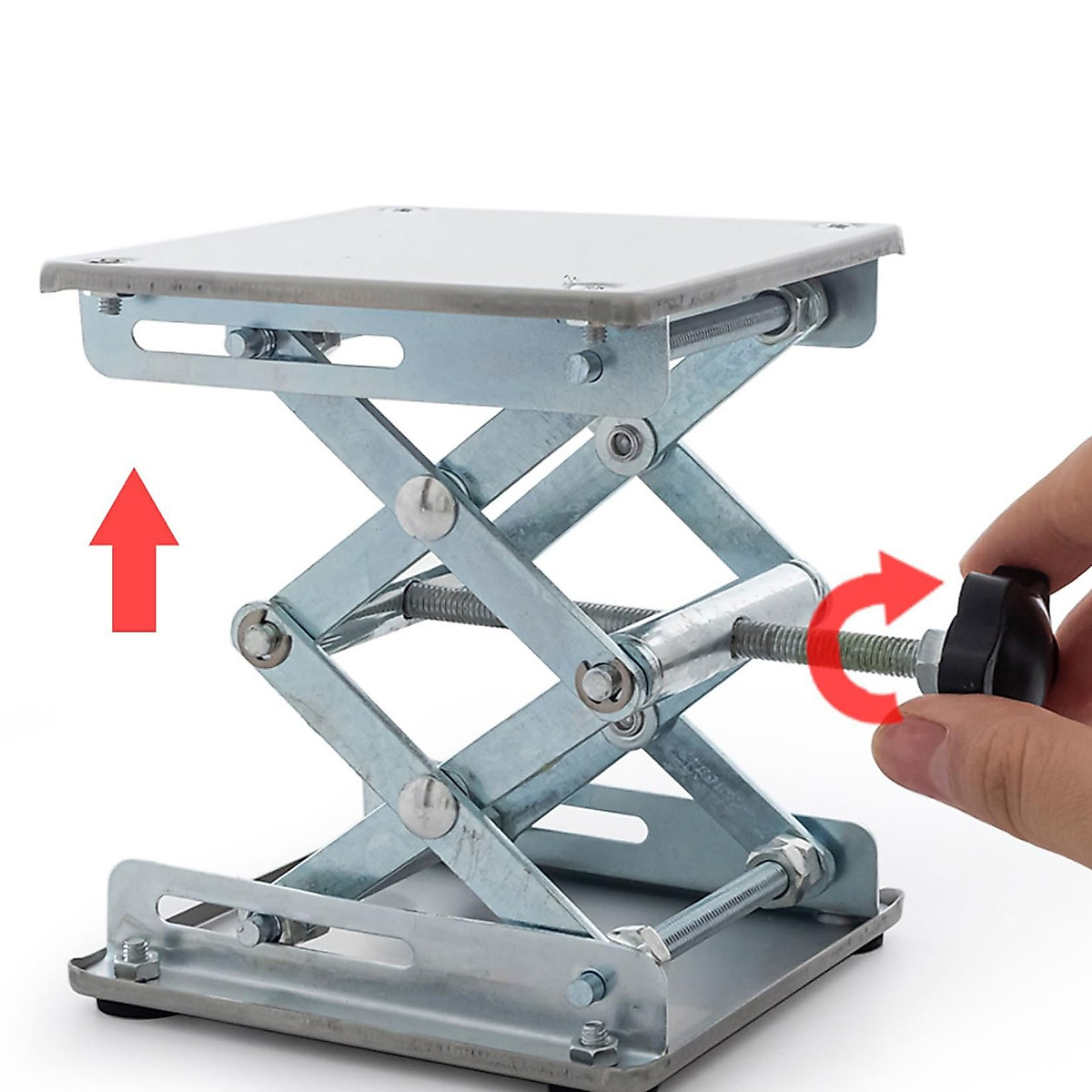 RXZIXYL Adjustable Lifting Stand Display Table Woodworking Lifter Jack for RC Crawler Car TRX4 SCX10 Wraith RR10 Arrma Kraton Losi LMT (100x100mm)