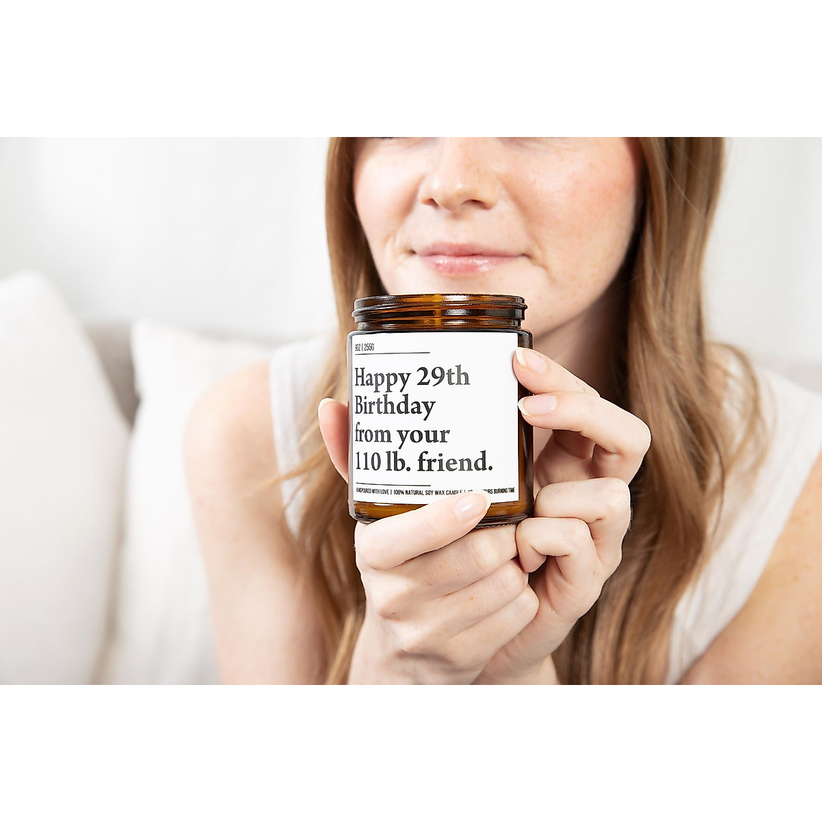Happy 29th Birthday from Your 110 lb Friend - Funny Best Friend Birthday Gifts for Women - 30th 40th 50th 60th Year Old Party Supplies Decorations for Bestie, Sister, Her - 9oz Natural Soy Wax Candle