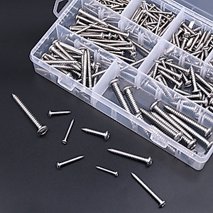 Hilitchi 275-Piece Stainless Steel Phillips Round Pan Head Self Tapping Screw Assortment Kit (Round Pan Head)