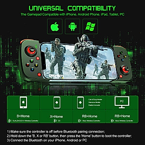 Joso Wireless Game Controller for iOS, Android, PC, Bluetooth Gamepad Joysticks for iPhone13/12/11/X, iPad Mini/Air/Pro, Mac, MacBook, Tablets, Samsung Galaxy, Steam, COD Mobile, Apex - Direct Play