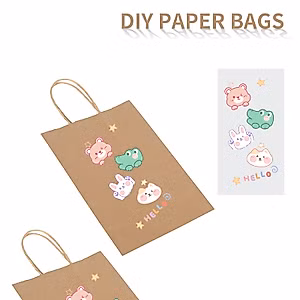 Toovip 50 Pack 5.25x3.25x8.25 Inch Small Plain Brown Kraft Paper Bags with Handles Bulk, Gift Bags for Favor Grocery Retail Party Birthday Shopping Business Goody Craft Merchandise Take Out Sacks