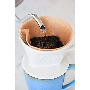Simply Charmed Pour Over Coffee Dripper - Single Cup Ceramic Coffee Maker with 40 Count Melitta Filters