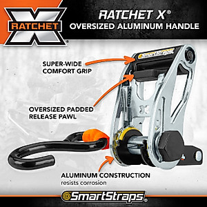 SmartStraps 14’ Premium Ratchet Straps, 4 Pack – 3,000lbs Break Strength, 1,000lbs Safe Work Load – Haul Heavy-Duty Loads Such As Boats and Appliances