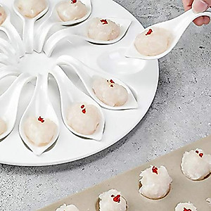 Hemoton 1 Set Eggs Platters Serving Tray Deviled Egg Dish 12 Hole Melamine Meatballs Plate Shrimp Tableware Dinnerware with Saucier Spoon for Home Kitchen Restaurant White