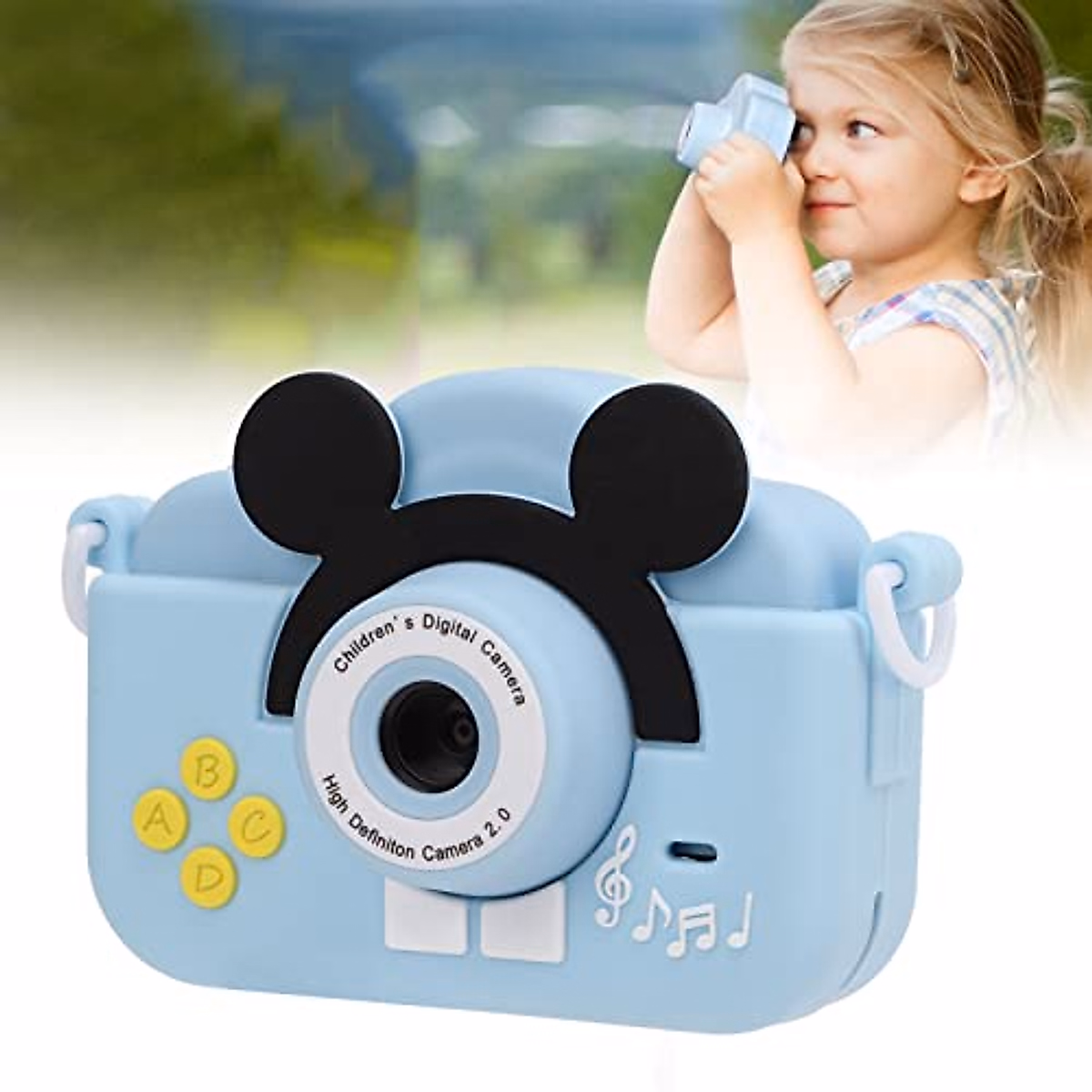 01 02 015 Kids Cartoon Camera Toy, ABS Kids Photo Video Camera 2 Inch Screen for Gifts(Sky Blue)