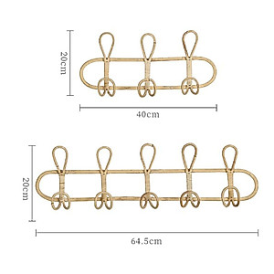 Generic Wall Mounted Coat Rack Clothes Hooks Simple Ornament Supplies Porch Hanging Rattan Clothes Hanger, 5 Hooks, Optional