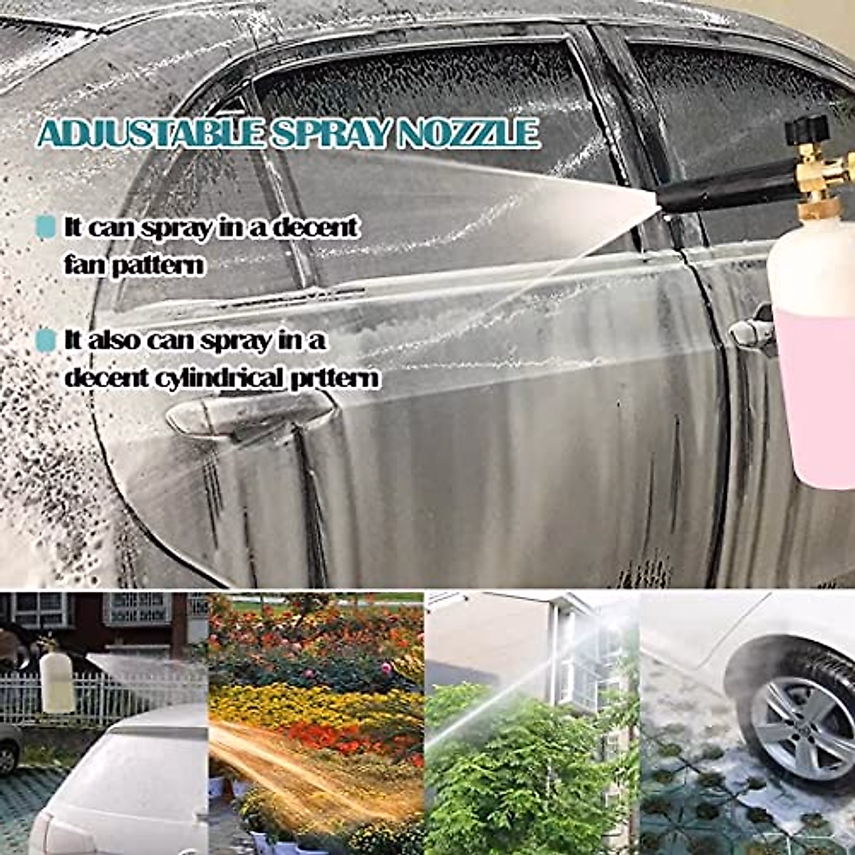 EzoLife Foam Cannon with 1/4 Inch Quick Connector, 1 Liter Bottle, Professional Grade,uick Release (Up to 3200 PSI)