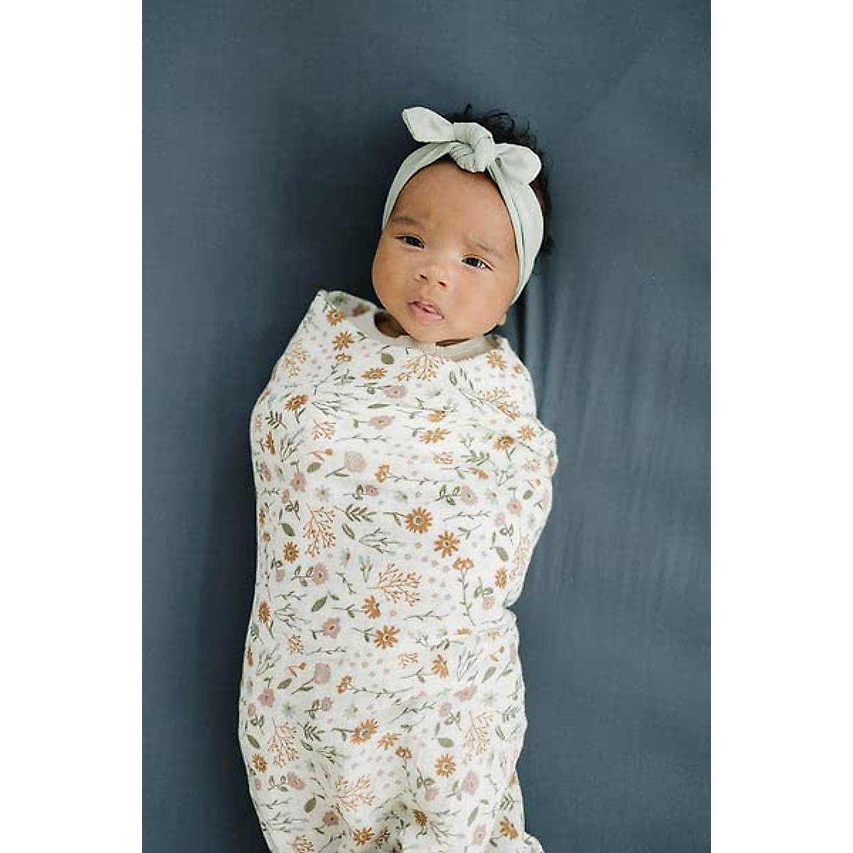 Mebie Baby Meadow Floral Muslin Swaddle, Modern and Neutral Swaddle Blanket for Baby Girl or Boy, Soft Baby Blankets, Newborn Swaddle Blanket, 0-3 Month, Comfy Wrap, Baby Essentials & Gifts