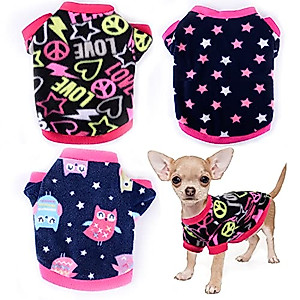 Firpus 3 Pack Fleece Dog Sweaters, Winter Dog Clothes for Small Dog Girl, Warm Tiny Puppy Clothes, Cute Chihuahua Yorkie Sweater, Pet Shirt Clothing Cats Apparel (X-Small)