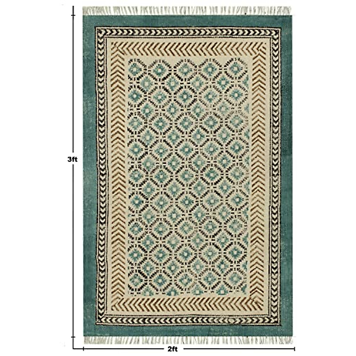 Casavani Indian Hand Made Cotton Dhurrie Geometric Gray & Black Rug Home Decorative Bohemian Kilim Rug Entryway Throw Rug Best Uses for Living Room Laundry Room Bed Room Bathroom 6x8 Feet