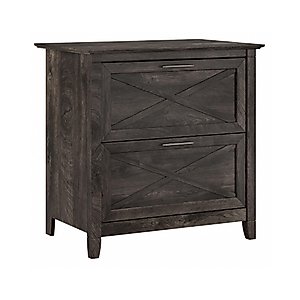 Bush Furniture Key West 2 Drawer Lateral File Cabinet in Dark Gray Hickory | Document Storage for Home Office | Accent Chest with Drawers