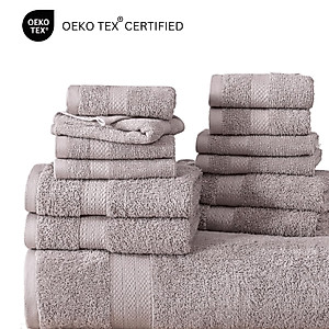 LANE LINEN Bath Towels for Bathroom Set - 100% Cotton Towels Set, 6 Pc Absorbent Towel Sets for Bathroom, Quick Dry Bath Towels Set, 2 Bath Towels for Adults, 2 Hand Towel, 2 Wash Cloths - Platinum