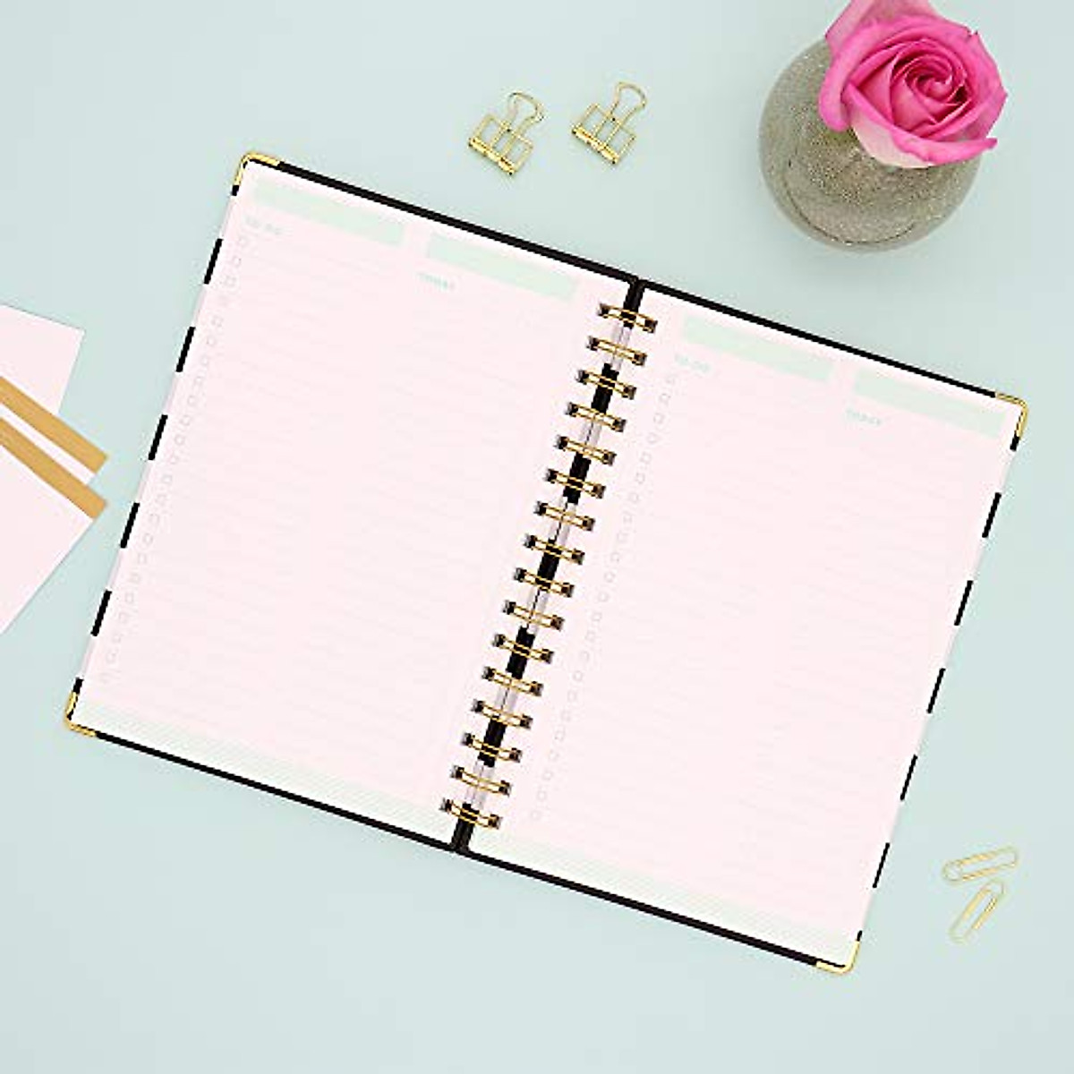 Blue Sky Day Designer for Today To-Do Notebook, 160 Ruled Pages, Twin-Wire Binding, Hardcover, 5.75' x 8.5', Black Stripe