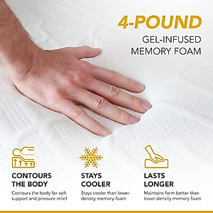 DynastyMattress Queen Mattress CoolBreeze 12 Inch Essential Gel Infused Memory Foam Bed Medium Firm Queen Size 60x80 (USA Made)