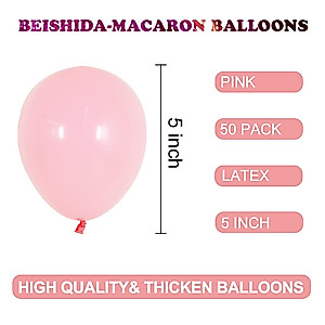 BEISHIDA 50Pcs Light Pink Party Balloons 5 Inch Light Pink Balloon Matte Latex Ballon White Round Balloons for Party Birthday Wedding Graduation Anniversary Baby Shower
