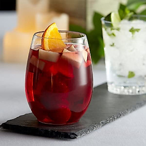 AMZ Empire Modern Stemless Wine Drinking Glasses 11.75 oz/Set of 6 With Coasters and Pourer