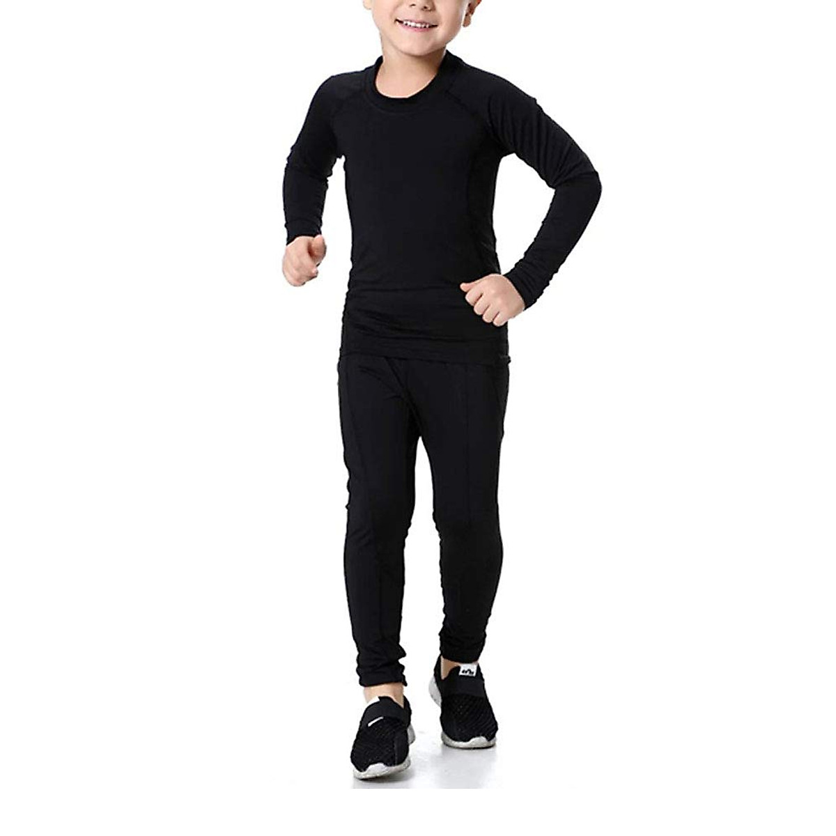 Youth Boys Football Compression Shirt & Pants Long Sleeve Athletic Shirts Sports Soccer Tights Kids Baselayer Set