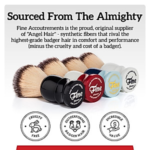 Mr. Fine Shaving Brush, Outperforms Badger Hair, Ultra-Soft Synthetic Angel Hair Bristles for Men's Wet Shaving, Builds Rich Lather, Comfortable Handle, Black