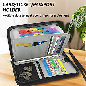 13 Pocket Coupon Receipt Organizer with Card Holder, Expandable Ticket Storage & Card Case with Sticky Labels,Check/Bill/Invoice/Cash Sorter Wallet,for Home, Purse, Car Glovebox