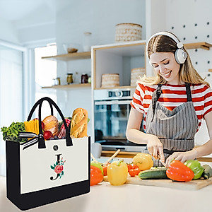 Binggemen Personalized Initial Canvas Tote Bag, Monogrammed Gifts Bag for Wedding,Birthday, Present Beach Bag for Women, Mom, Bridesmaids,Teachers