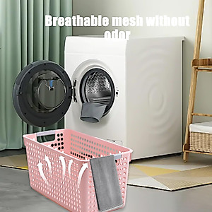 Plastic Storage Bins 2 Packs Laundry Basket Storage Baskets For Organizing, Storage Organizer Bins and Basket For Pantry Shelves Drawers Desktop Closet Playroom Classroom Office (Pink)