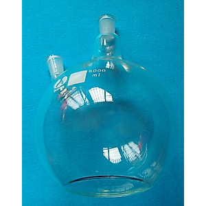 Deschem 5000ml 24/40 2-Neck Glass Flask Flat Bottom 5L Twins Necks Lab Plat Form Vessel