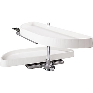 Hardware Resources 32" Blind Corner Cabinet Organizer - White, Heavy Duty Polymer Plastic Half-Moon Trays - Kitchen Pantry Rotating Racks for Left & Right-Hand Cupboards - Fits 11.5" Cabinet Opening