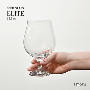 Krosno Dark Ale Stout Beer Glasses | Set of 6 | 16.9 oz | Elite Collection | Home Restaurants Parties | Dishwasher Safe | Made in Europe