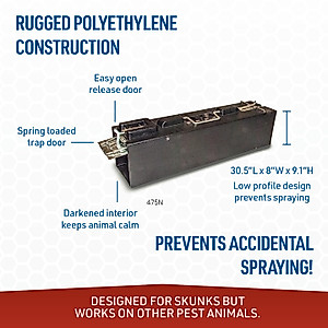 JT Eaton Answer® Skunk & Medium Pest Live Trap, Dark Interior, Easy Capture Trigger, Easy Release Door