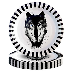 Pandecor 50 Pieces Wolf Birthday Paper Dessert Plates,7 Inches Disposable Animal Wolf Party Cake Plates for Birthday Party