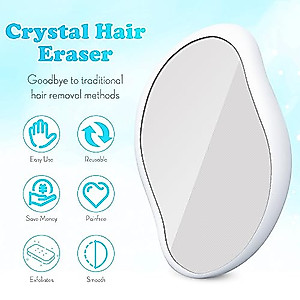 Crystal Hair Eraser, Reusable Hair Removal Device, Hair Removal Tool, Magic Hair Eraser for Back Arms Legs Fast & Easy Crystal Hair Eraser for Women and Men, Hair Eraser for Back Arms Legs - White