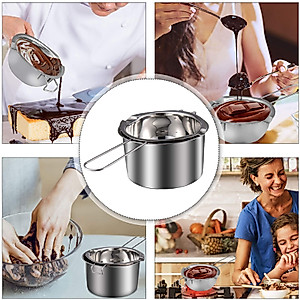 1 Set Double Boiler Pot Stainless Steel Water Boiling Melting Pot with Dual Pour Spout for Candle Butter Chocolate Cheese Caramel 600ml