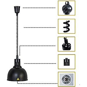 Buffet Hotel Restaurant Bavelet Light, 3 Pack, Black Food Heat Lamp Warmer Free Standing Commercial Vertical Thermal Thermal Threading Ajastable Chandelier