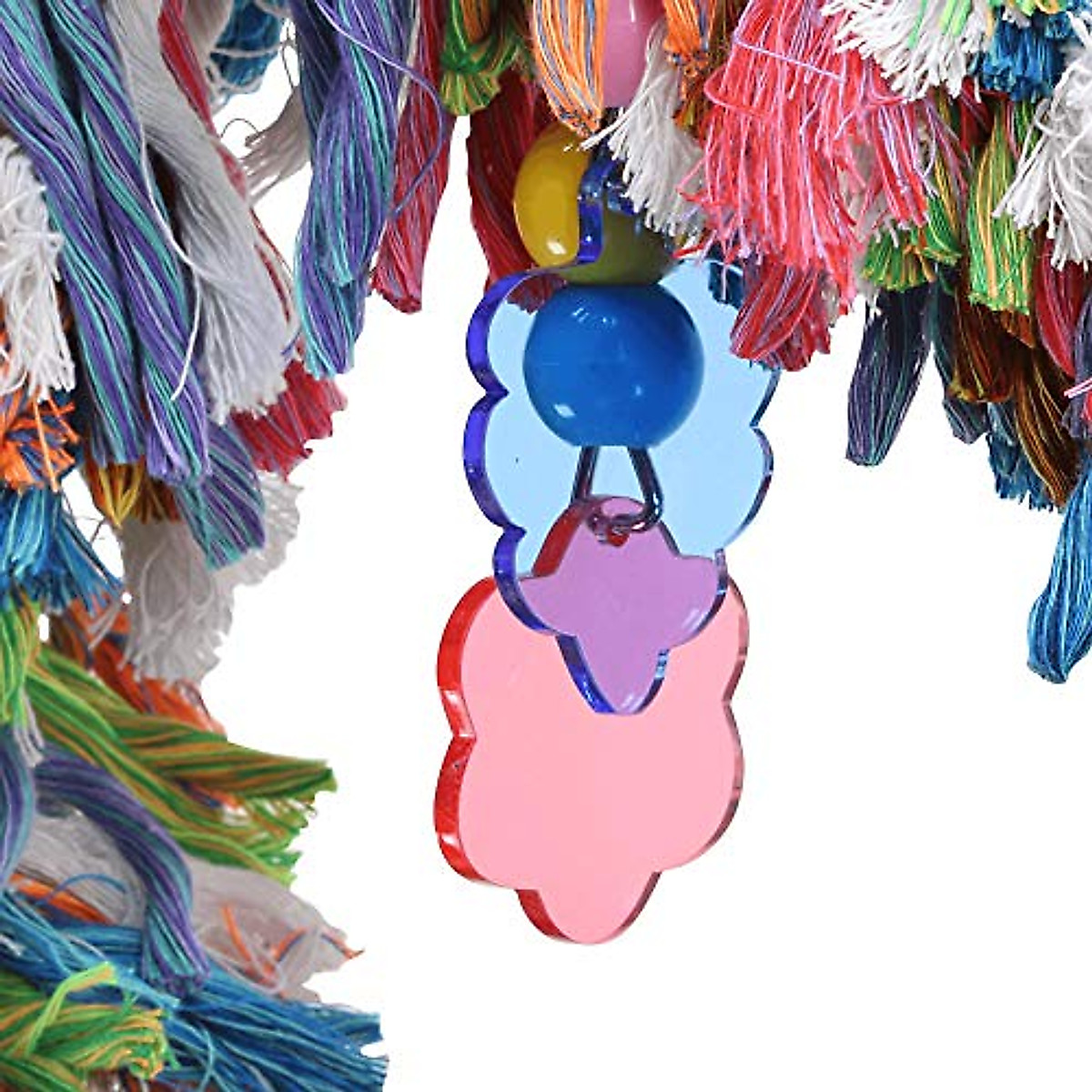 Bonka Bird Toys 1019 Large Fuzz Ring Colorful Cotton Preening Perch Parrot African Grey Cockatoo Amazon