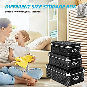 XUCHUN Decorative Storage Box with lids,3 in 1 Set,Plastic,Waterproof Storage Bins for Toys,Shoes,Clothes,Office
