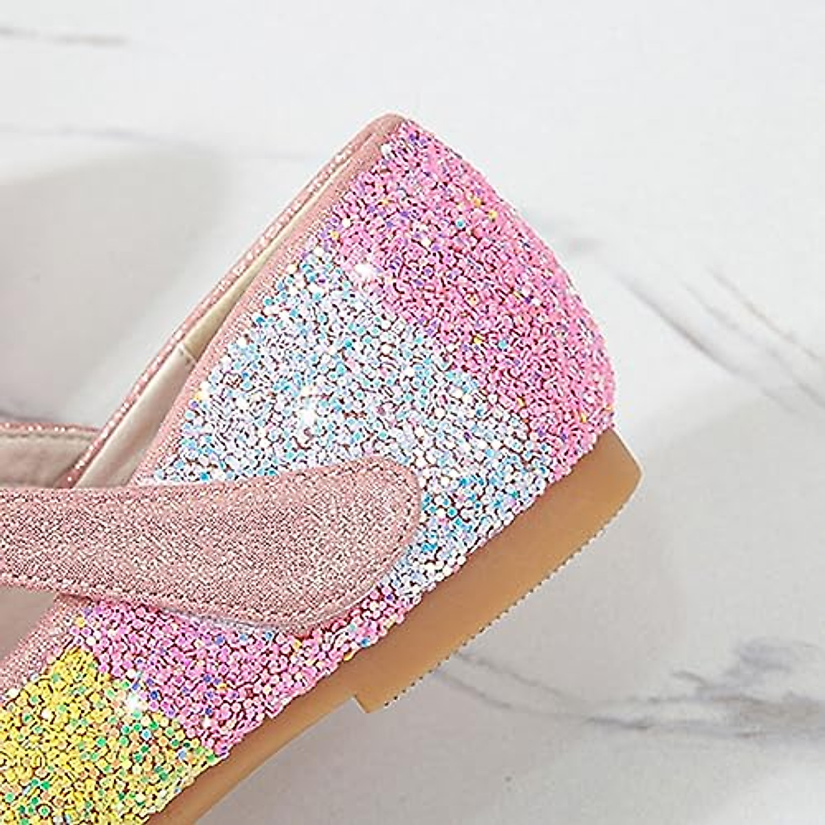 BODOAO Girls Baby Shoes Sequin Rhinestone Bow Sandals Dancing Shoes Infant Pearl Bling Shoes Single Kids (A1-Gold, 2 Big Kids)